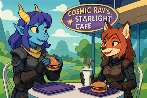 Zyra And Ray Eat At Cosmic Ray Cafe By Lightreading2 On Deviantart