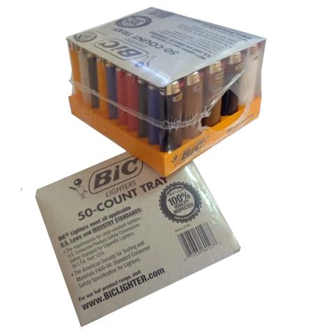 Bic Lighter Classic Full Size Assorted Colors Pack Of 50j5 J3 J6 All