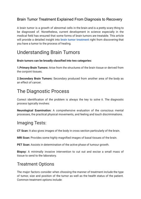 Ppt Brain Tumor Treatment Explained From Diagnosis To Recovery Powerpoint Presentation Id