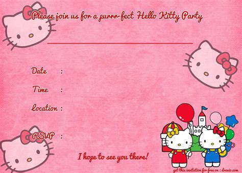 Printable Hello Kitty Birthday Invitation Template Hello Kitty
