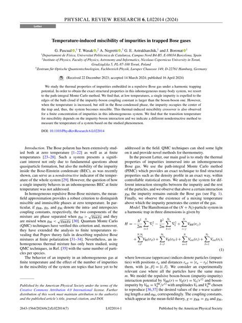 Pdf Temperature Induced Miscibility Of Impurities In Trapped Bose Gases