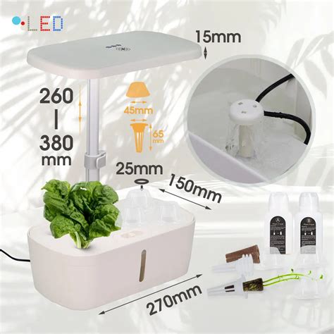 6 Pod 1 9l Hydroponic System With Oxygen Pump And 20w Led Grow Light 3 Mode Automatic Timing