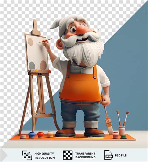 Psd 3d Artista De Desenho Animado Pintando Uma Obra Prima Em Um