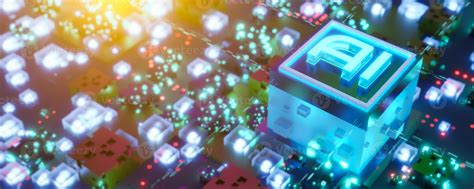 Abstract Computer Digital Chip Processor And Ai Sign Electronic