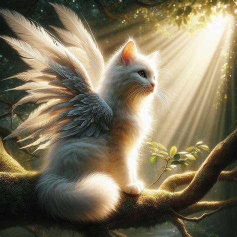 White Cat With Angel Wings