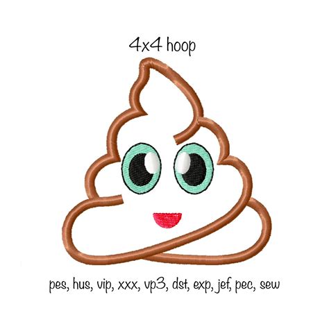 Cute Applique Poo Smiley Face Machine Embroidery Design Machine
