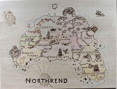 Map Of Northrend World Of Warcraft Etsy