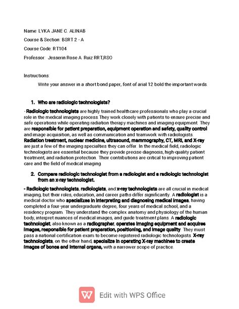 Assignment Midterm 1 Name Lyka Jane C Alinab Course And Section Bsrt 2 A Course Code Rt