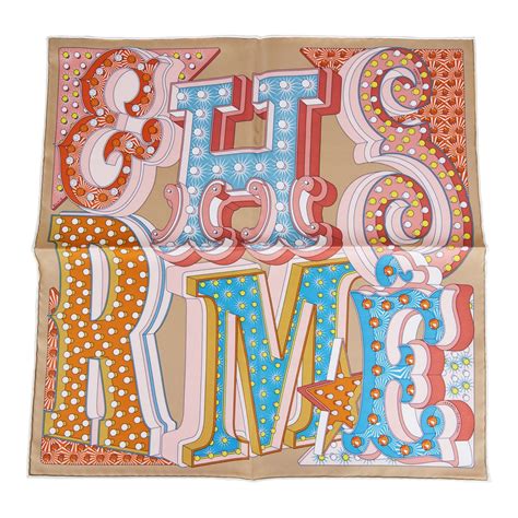 Hermes Gavroche Electrique Beige Silk Pocket Square Scarf 45cm