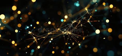 Abstract Digital Network Connections With Glowing Nodes And Particles Showcasing Intricate Web