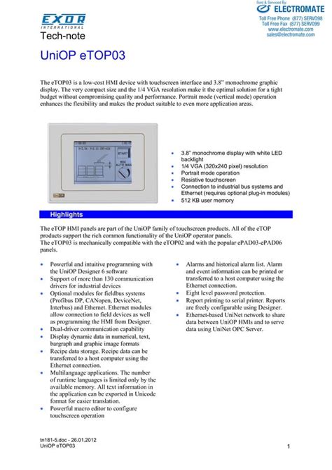 Exor E Top03specsheet Pdf Consumer Electronics Technology