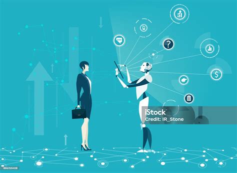 로봇은 인간을 식별입니다 미래의 비즈니스 현실 로봇 Vs 인간 개념에 대한 스톡 벡터 아트 및 기타 이미지 개념 경쟁 과학 Istock