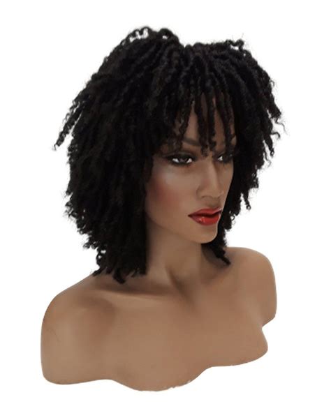 Black Short Dreadlock Wig Twist Wigs For Black Women Short Curly Synthetic Wigs Everyday Wig