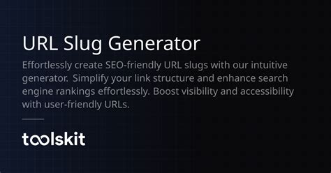 Url Slug Generator Toolskit