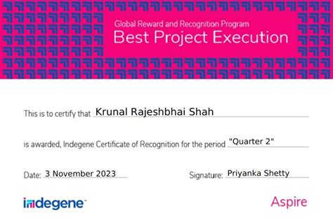 pleased to share that i was recently awarded for the best project