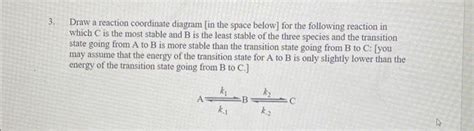 Solved Draw A Reaction Coordinate Diagram In The Space Chegg