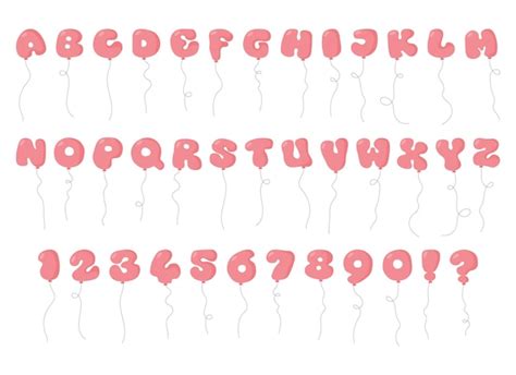 Balloon Alphabet In Cartoon Style Colored Balloon Letters And Numbers