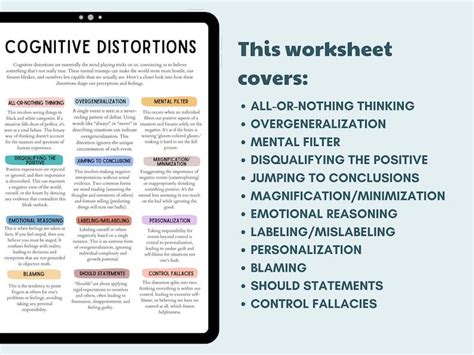 Cognitive Distortions Worksheet Pdf Cbt Therapy Guide Thinking