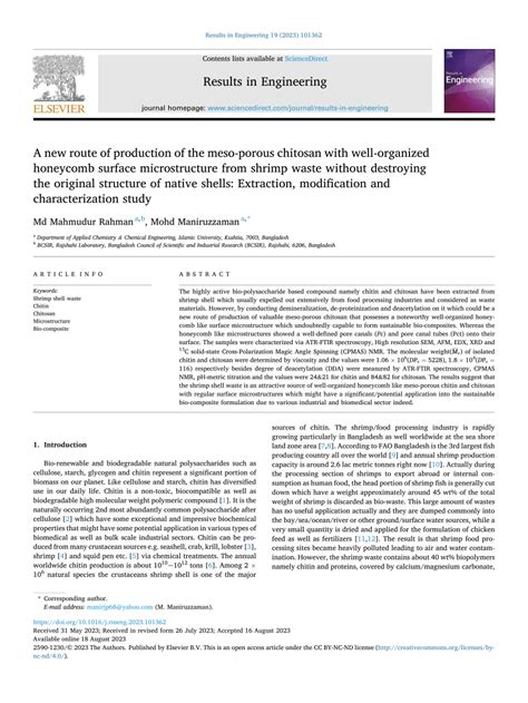 Pdf Journal Pre Proof A New Route Of Production Of The Meso Porous
