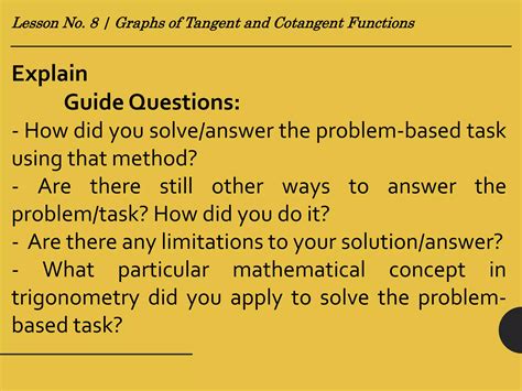 Lesson No 8 Graphs Of Tangent And Cotangent Functions Pptx