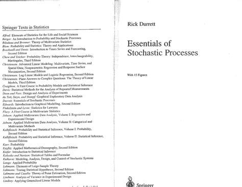 Essentials Of Stochastic Processes 1e Springer Texts In Statistics
