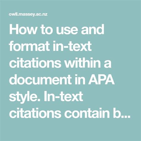 How To Use And Format In Text Citations Within A Document In APA Style In Text Citations