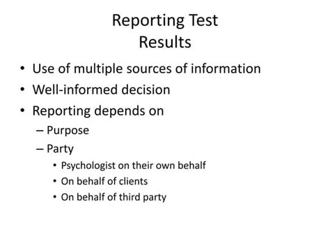 Lecture 3 Reporting Test Resultspptx