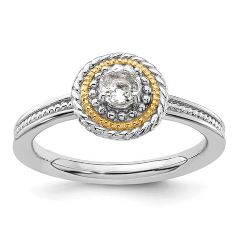 Sterling Silver 14kt Gold Stackable Expressions White Topaz Ring Qsk917