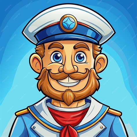 Una Caricatura De Un Marinero Con Una Gorra Azul Y Una Bandana Roja