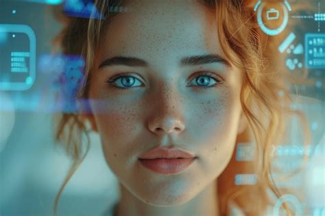 Premium Photo Face Recognition Biometric Verification For The Safety Of A Young Entrepreneur