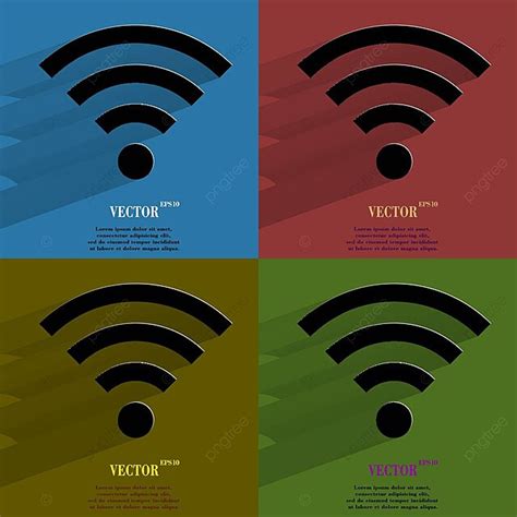 Modern Web Button With Long Shadow And Space For Text Wifi Color Set Vector Icon Flat Wi Fi
