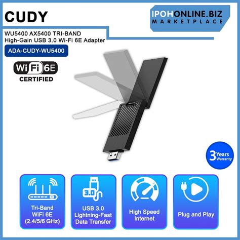 Cudy Wu5400 Ax5400 Tri Band High Gain Usb 30 Wi Fi 6e Adapter