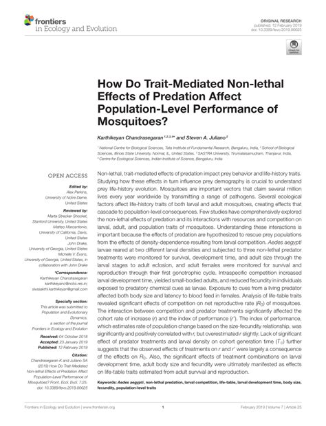 Pdf How Do Trait Mediated Non Lethal Effects Of Predation Affect