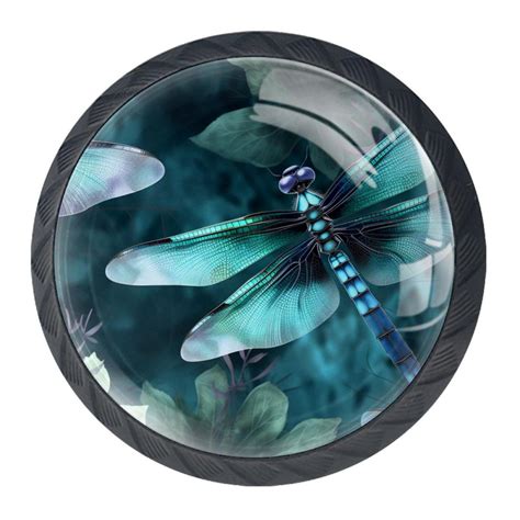 4 Pcs Dragonfly Knobs For Kitchen Cabinet Cupboard Dresser Bookcase Drawer Pulls Handles Round