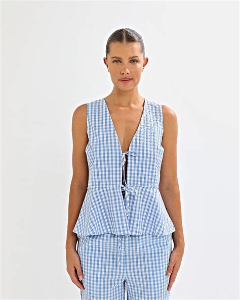 Lila Top Blue Gingham One Mile The Label