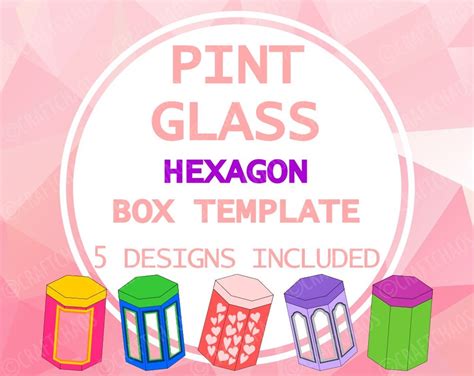 Hexagonal Pint Glass Presentation Box Template 5 Designs Vectors