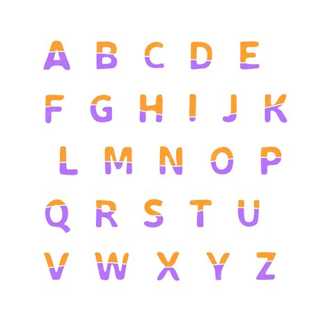 Alfabeto De Color Claro Con Color Naranja Y Morado Ilustración