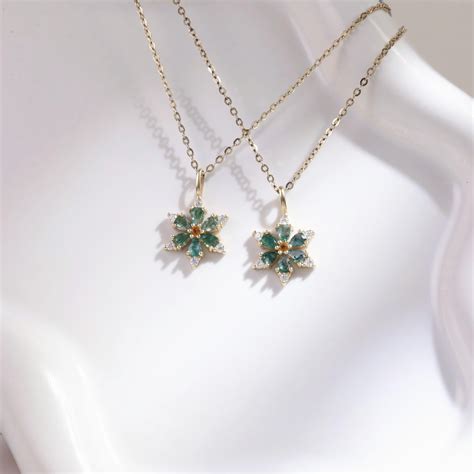 14k Solid Gold Moss Agate Citrine With Moissanite Pendant Solid Gold