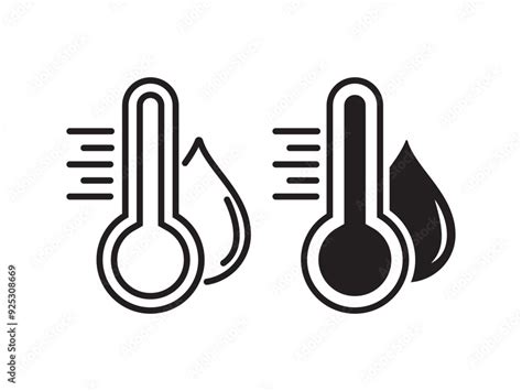 Water Temperature Indicator Feel Or Line Icon Set Temperature And Humidity Level Outline Icon