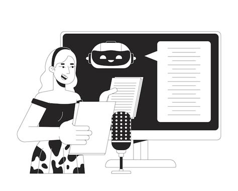premium vector speech recognition in ai black and white 2d
