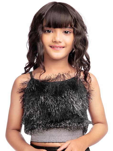 Buy Tiny Kingdom Self Design Fringed Detail Top Tops For Girls 23552508 Myntra