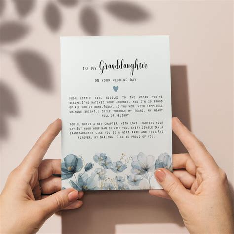 Letter To My Granddaughter On Her Wedding Printable Card Digital Download Sentimental T For