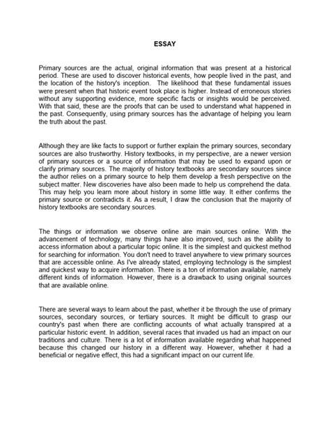 Primary And Secondary Source Pdf