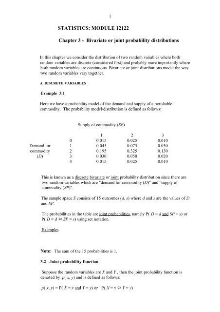 Bivariate Or Joint Probability Distributions