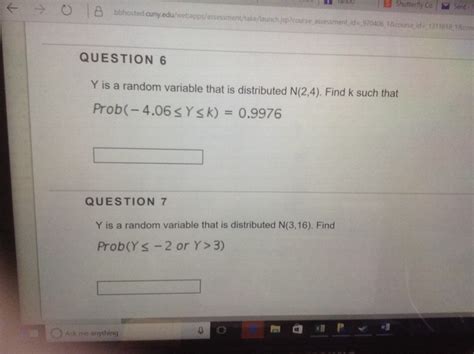 Solved Y Is A Random Variable That Is Distributed N Chegg