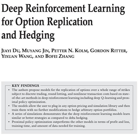 Yixuan Wang On Linkedin Our Paper Deep Reinforcement Learning For Option Replication And