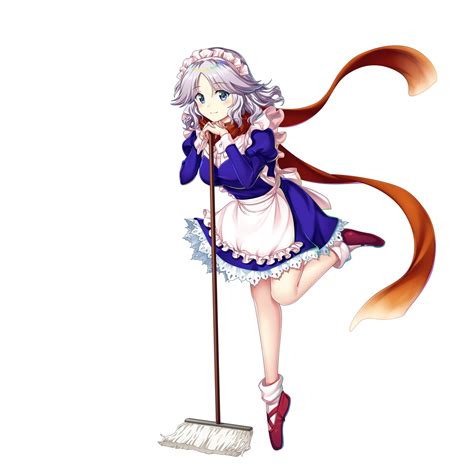 Safebooru 1girl Apron Aqua Eyes Breasts Broom Closed Mouth Full Body