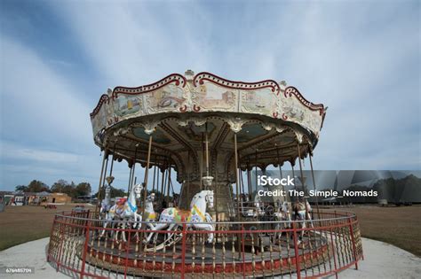 Vintage Antique Carnival Fair And Amusement Park Rides And Cars Stock
