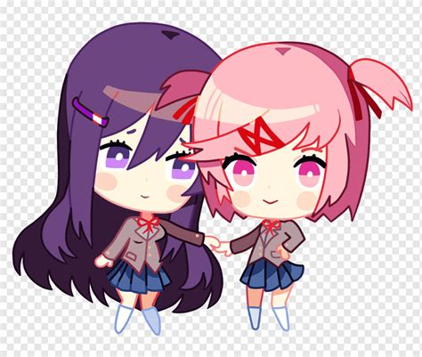 Doki Doki Edebiyat Kulübü Mangaka Chibi Yuri Chibi Mor Siyah Saç