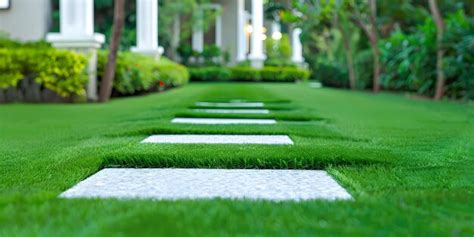 Artificial Grass Walkway Enhances Home Exterior With Modern Landscaping